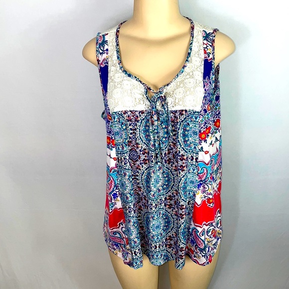 fig and flower | Tops | Anthropology Fig Flower Tie Front Keyhole Lace ...